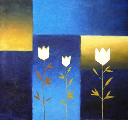 Buy Three With Blues - Abstract, Minimalist, Modern Painting Online | Fizdi