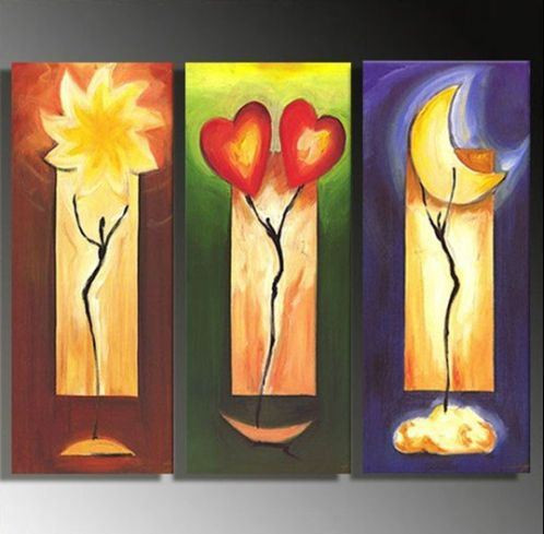 Buy Celestial Trio - Abstract, Modern, Symbolic Painting Online | Fizdi