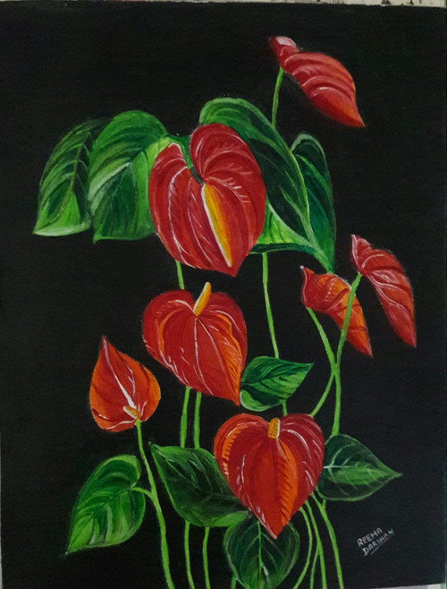 Buy Red Anthurium - Floral, Realism Painting Online | Fizdi