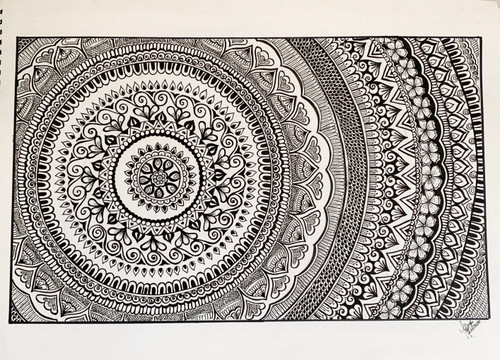 Buy Elongated Mandala - Geometric, Monochrome, Minimalist Painting ...
