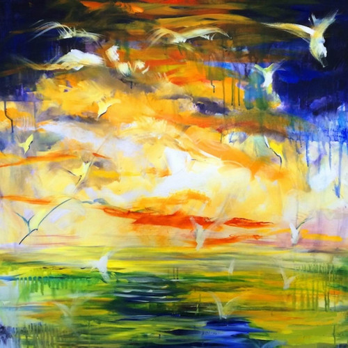 Buy Sunset Falling - Abstract, Expressionism Painting Online | Fizdi