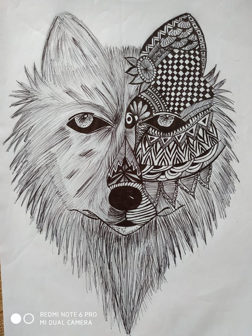 Buy The Wolf - Mandala Art - Realism, Abstract Fusion Painting Online ...
