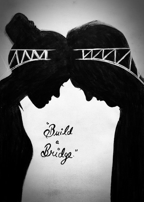 Buy Love Build A Bridge. - Minimalist, Figurative Painting Online | Fizdi