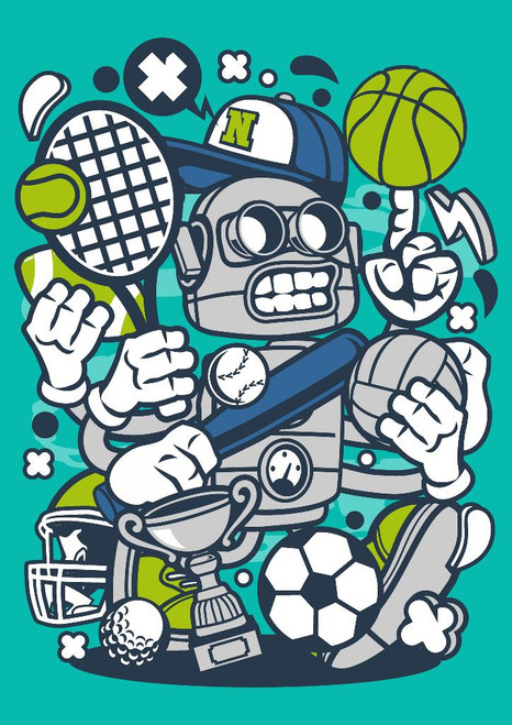 Shop Sports Robot (PRT_2467) - Canvas Art Print - 21in X 29in Canvas ...
