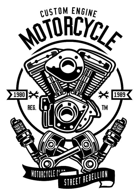 Shop Custom Engine Motorcycle (PRT_2922) - Canvas Art Print - 21in X ...