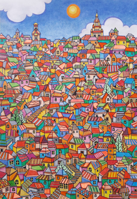 Buy cityscape2 Handmade Painting by JAYDEEP GHOSH. Code:ART_7899_54438 ...