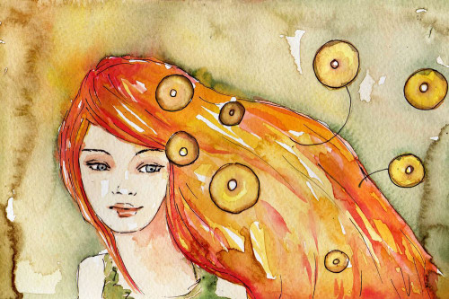 Buy Dreaming Desire - Surreal, Watercolor, Figurative Painting Online ...