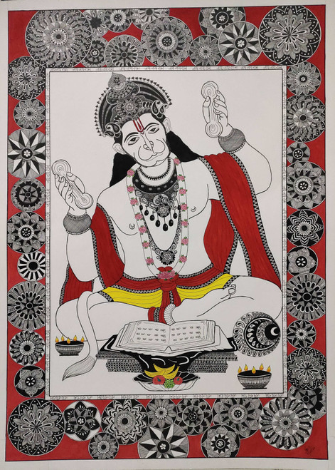 Buy Hanuman Ji Mandala Art Handmade Painting by VIPRA AGARWAL. Code:ART ...