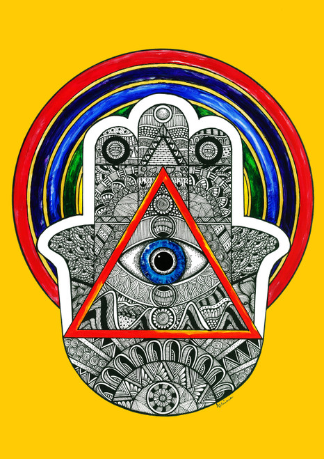 Buy The Hamsa Zentangled - Zentangle, Geometric, Folk Painting Online ...