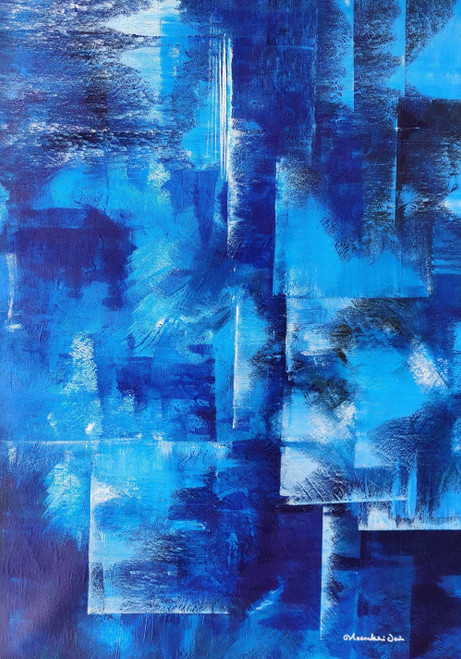 Buy Aqua Squares - Abstract, Geometric, Modern Painting Online | Fizdi