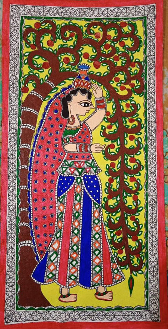 Buy Madhubani Painting Radha Ji Matka Ke Saath - Folk Art, Traditional ...