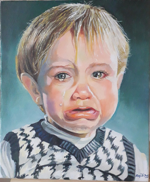 Buy A Crying Baby (ART_4209_69466) - Handpainted Art Painting - 8in X ...