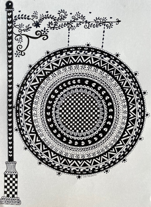 Buy The Mandala Sign Post - Geometric, Mandala, Monochrome Painting ...
