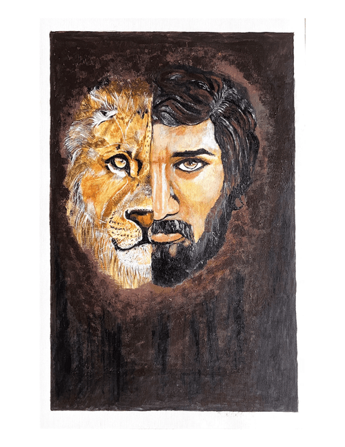 Buy The Lion Man Handmade Painting by ALOK DAS. Code:ART_8694_68629 ...