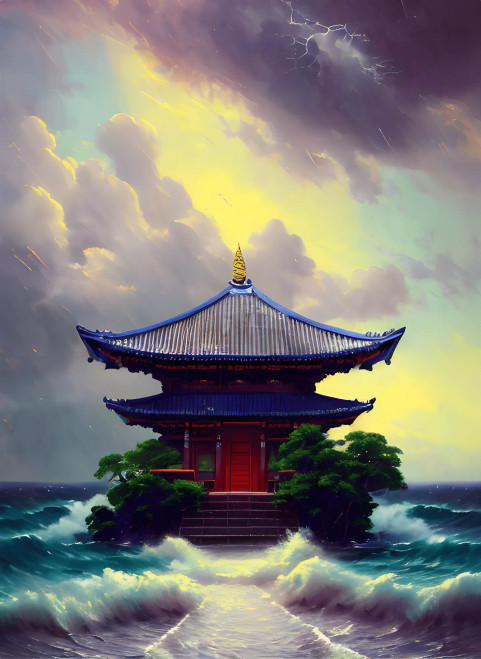 Buy Tempest - Surreal, Landscape, Dramatic Painting Online | Fizdi