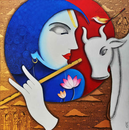Buy Mazic Flute - Symbolic, Spiritual, Modern Painting Online | Fizdi