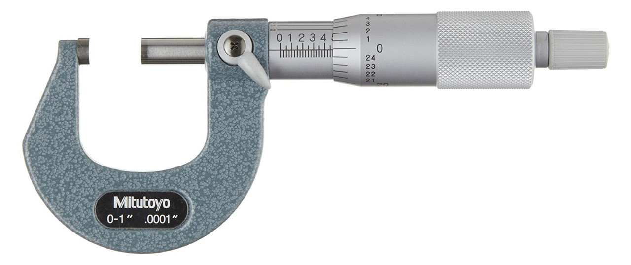 Mitutoyo Outside Micrometer, Manual 0-1" Ratchet Stop - 103-260 - Light ...