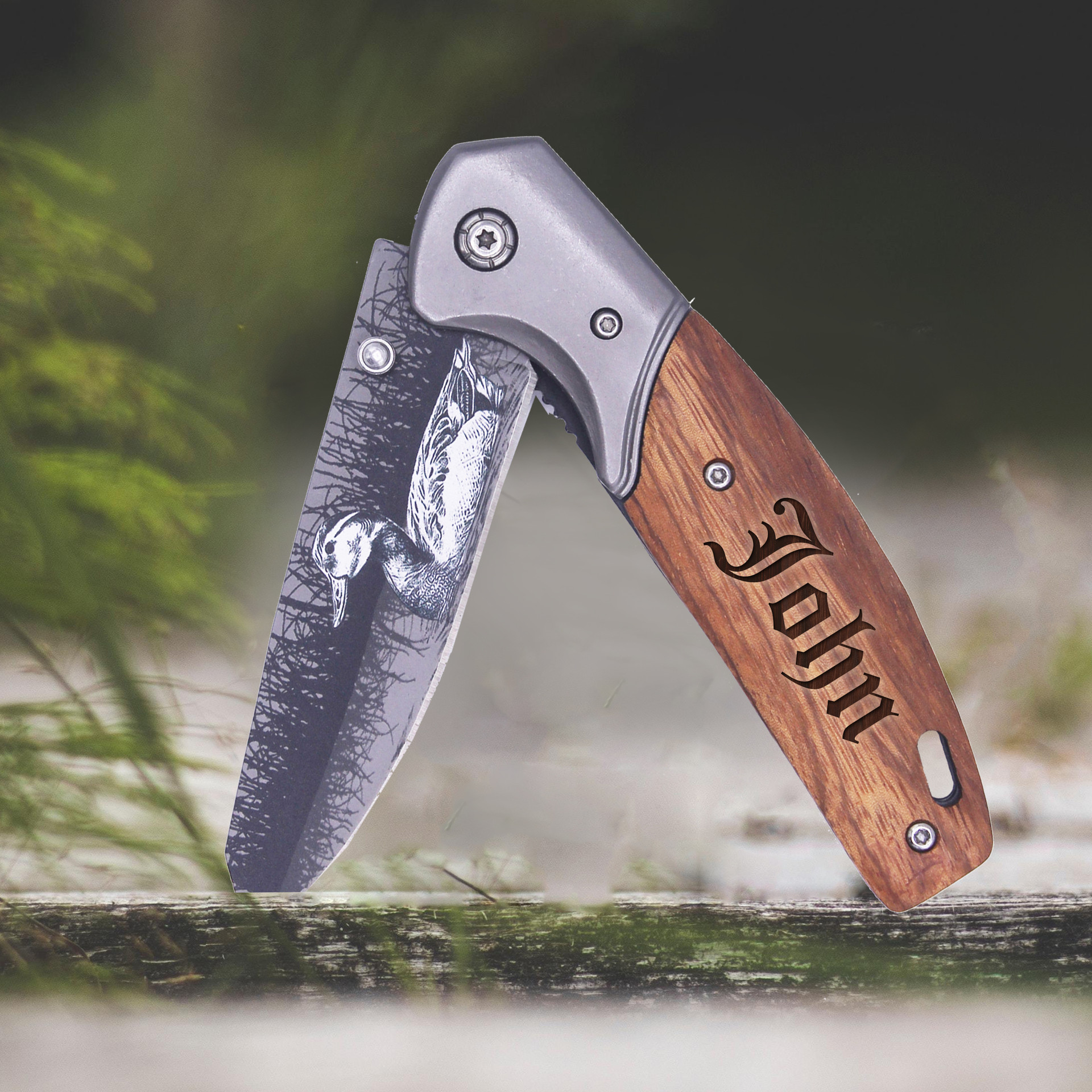 Personalized Pocket Knife with Metal Blade