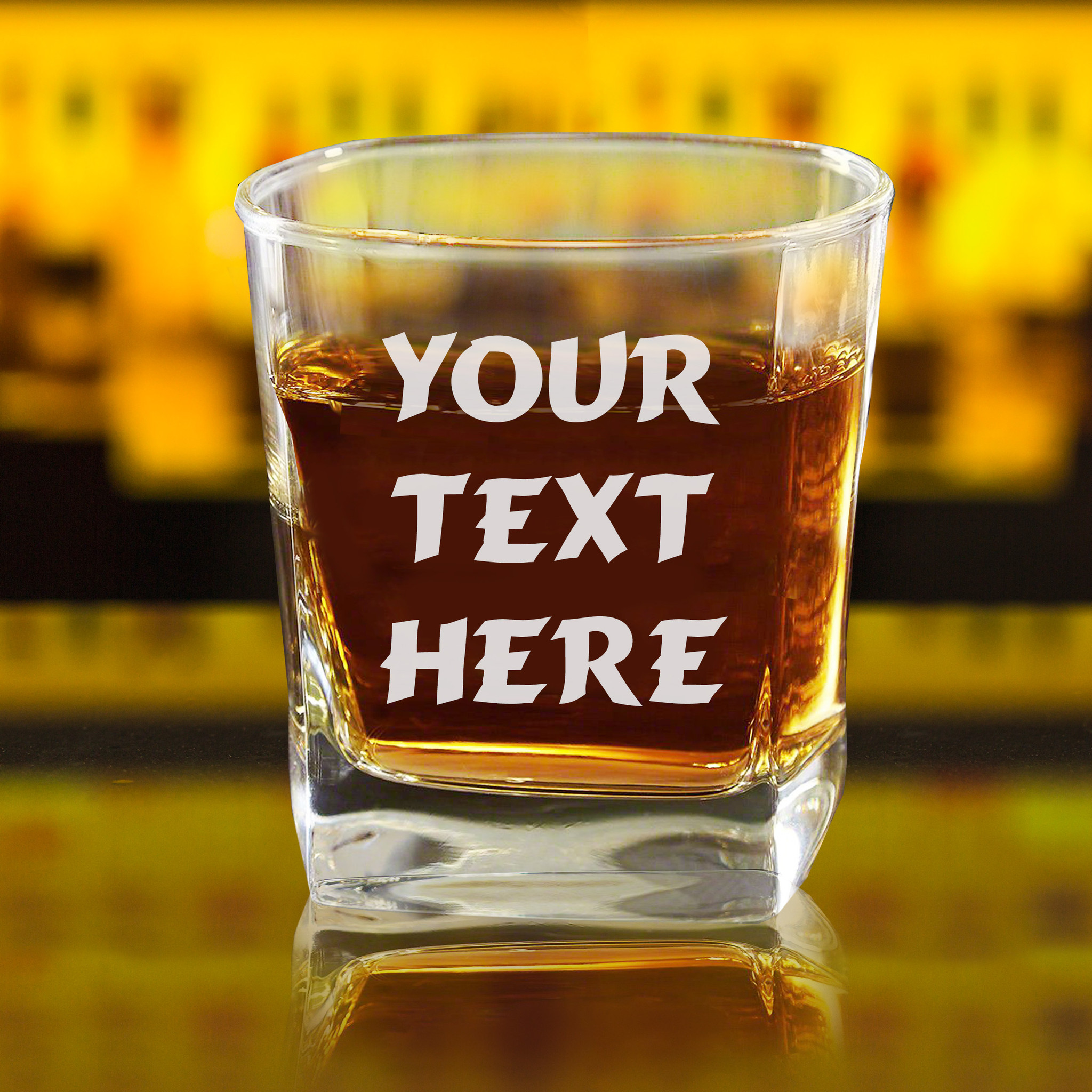 This Personalized Square Rocks Glass has a clean, straight-lined look ...