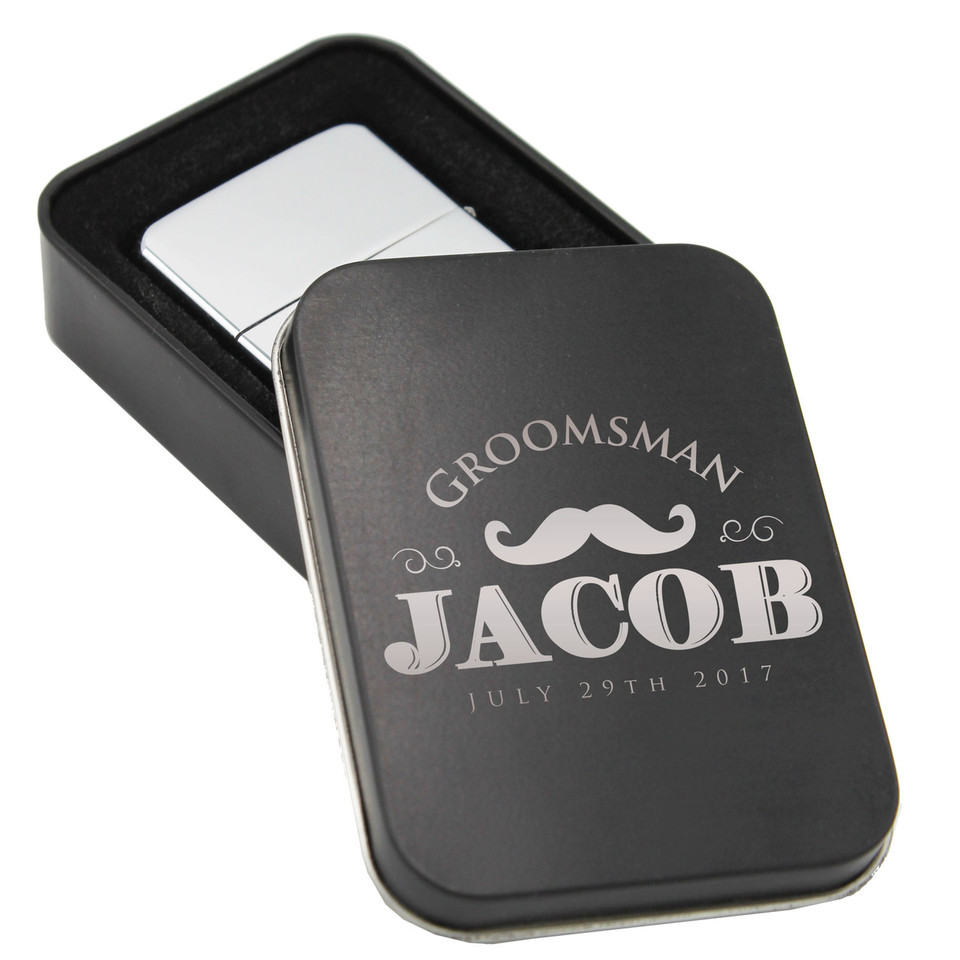 Chrome Flip Top Lighter With Custom Engraved Case