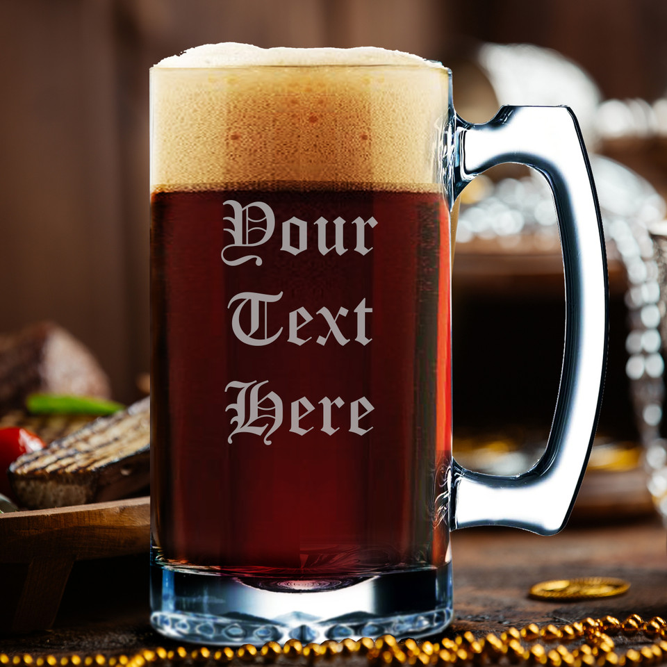 Custom Engraved Beer Mug with Text