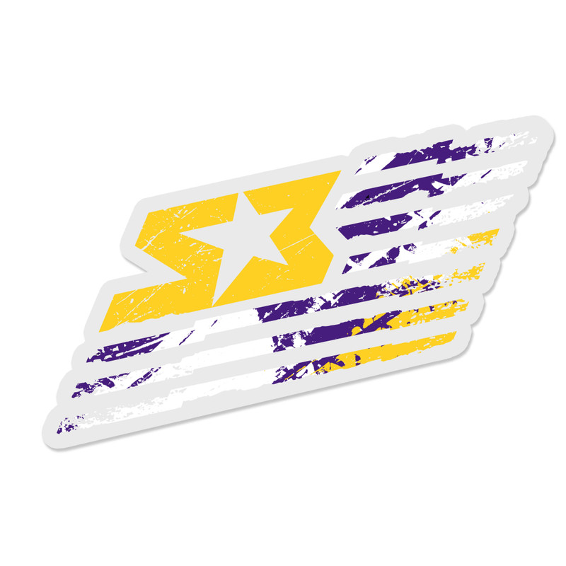 S3 Nation Tattered Flag Sticker - Purple and Gold | S3 Power Sports