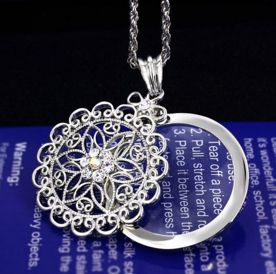 Magnifying Pendant Silver Round Design - Cleopatra Bling