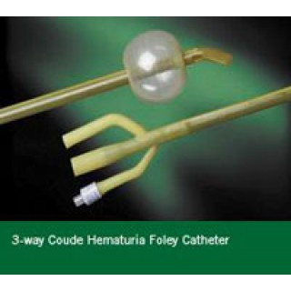 BARDEX LUBRICATH Hematuria Latex Foley Catheter, Coude Tip, 3-Way, 24 ...