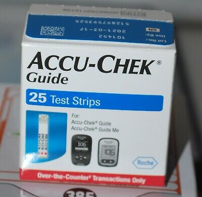 Roche 7453710001 - Accu-Chek Guide 25 ct Blood Glucose Test Strips ...