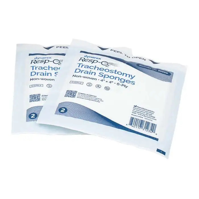 Dynarex 35051 - Dynarex Resp-O2 Tracheostomy 100% Cotton Drain Sponges ...