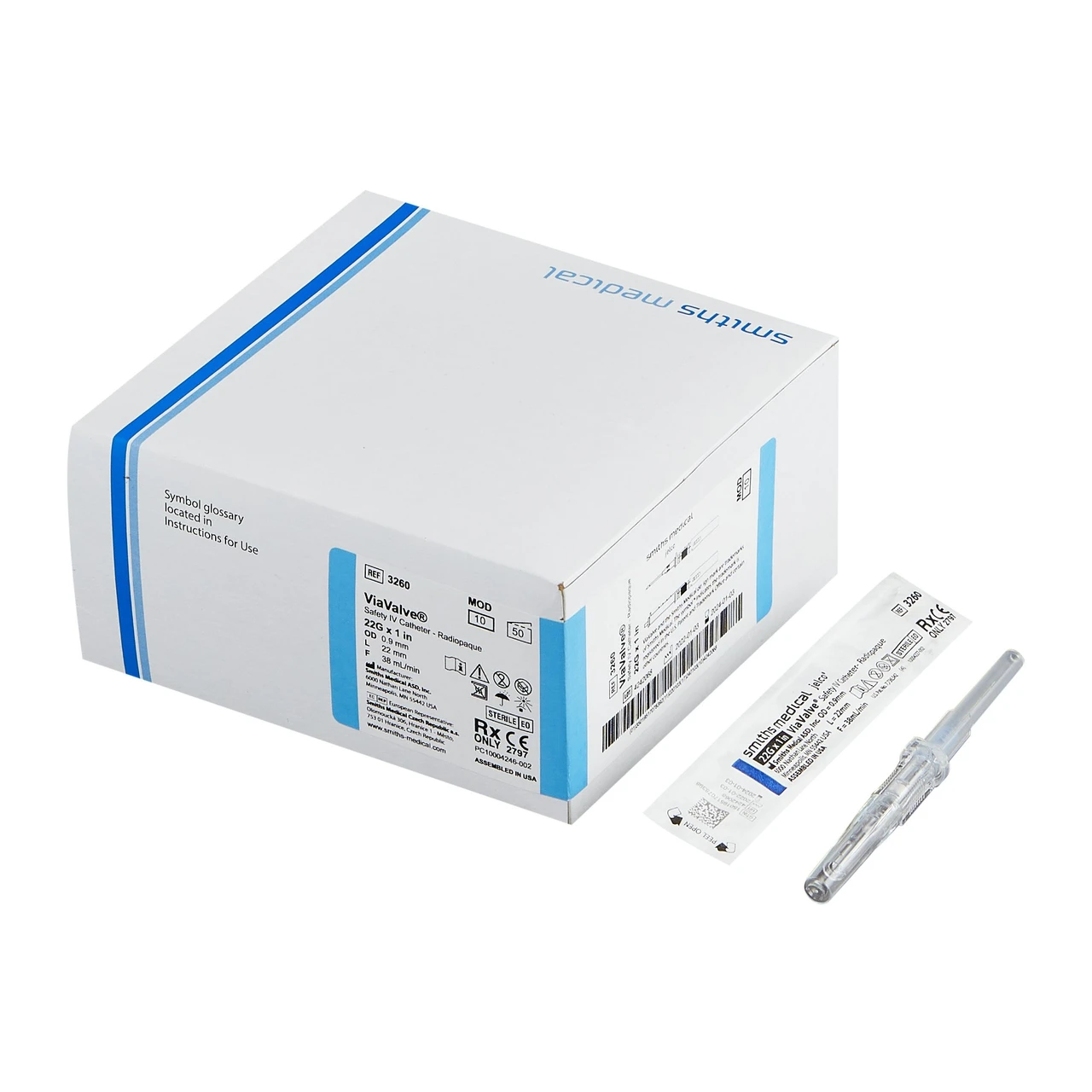 ICU Medical Inc 326010 - Peripheral IV Catheter ViaValve™ 22 Gauge 1 ...