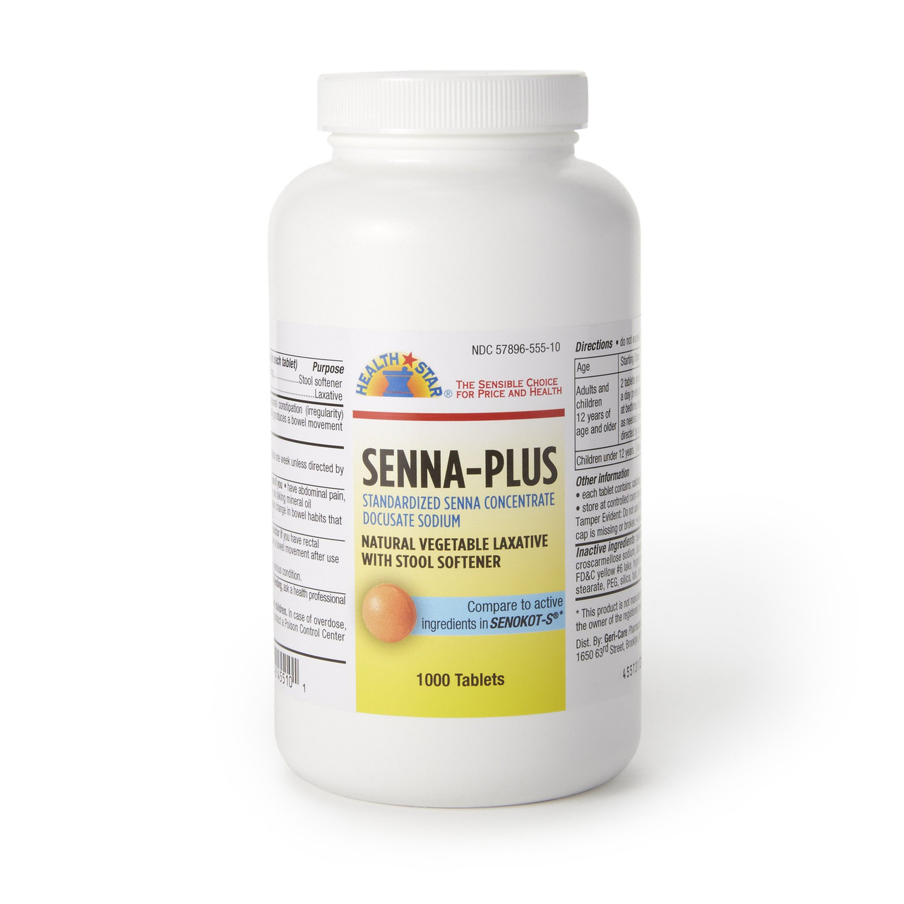 Geri-Care 455-10-HST - Stool Softener / Laxative Geri-Care Senna Plus ...