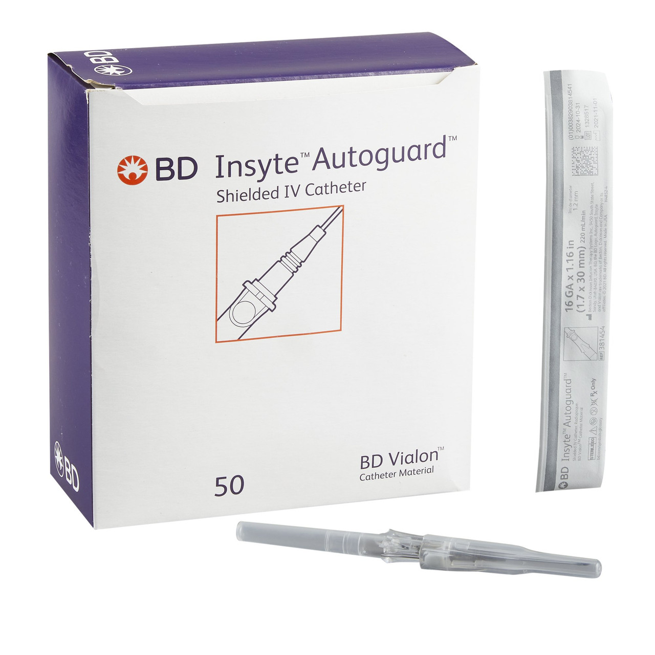 BD 381454 - Peripheral IV Catheter Insyte™ Autoguard™ 16 Gauge 1.16 ...