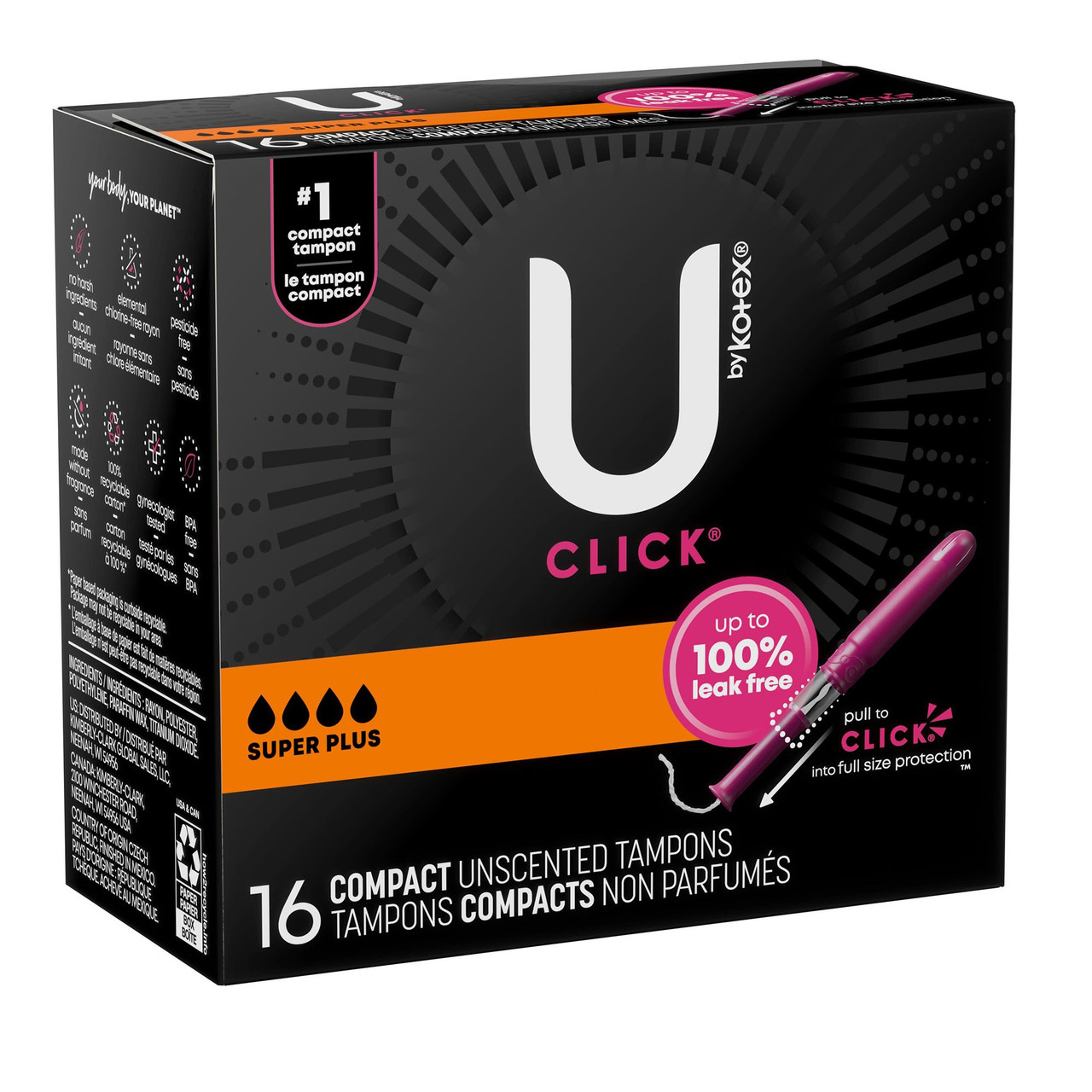 Kimberly Clark Corp 51582 - Tampon U by Kotex® Click® Super Plus ...