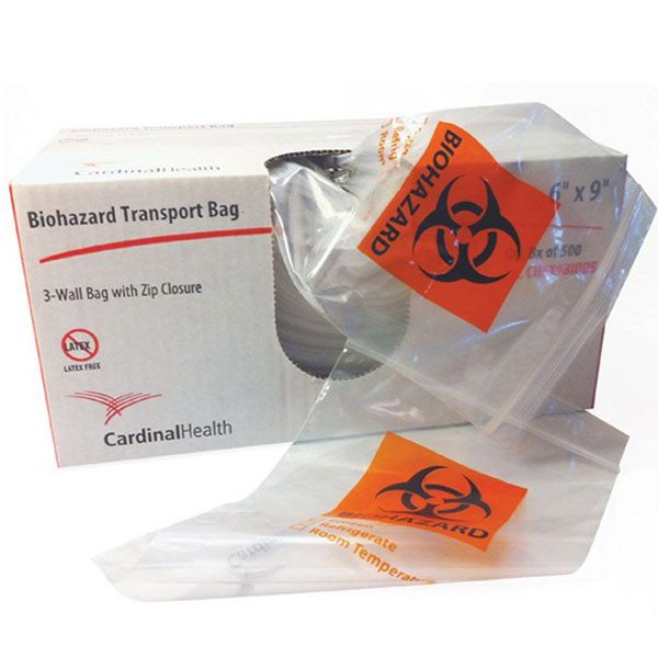 Cardinal Health Zip Closure Specimen Transport Bag with Biohazard Logo ...
