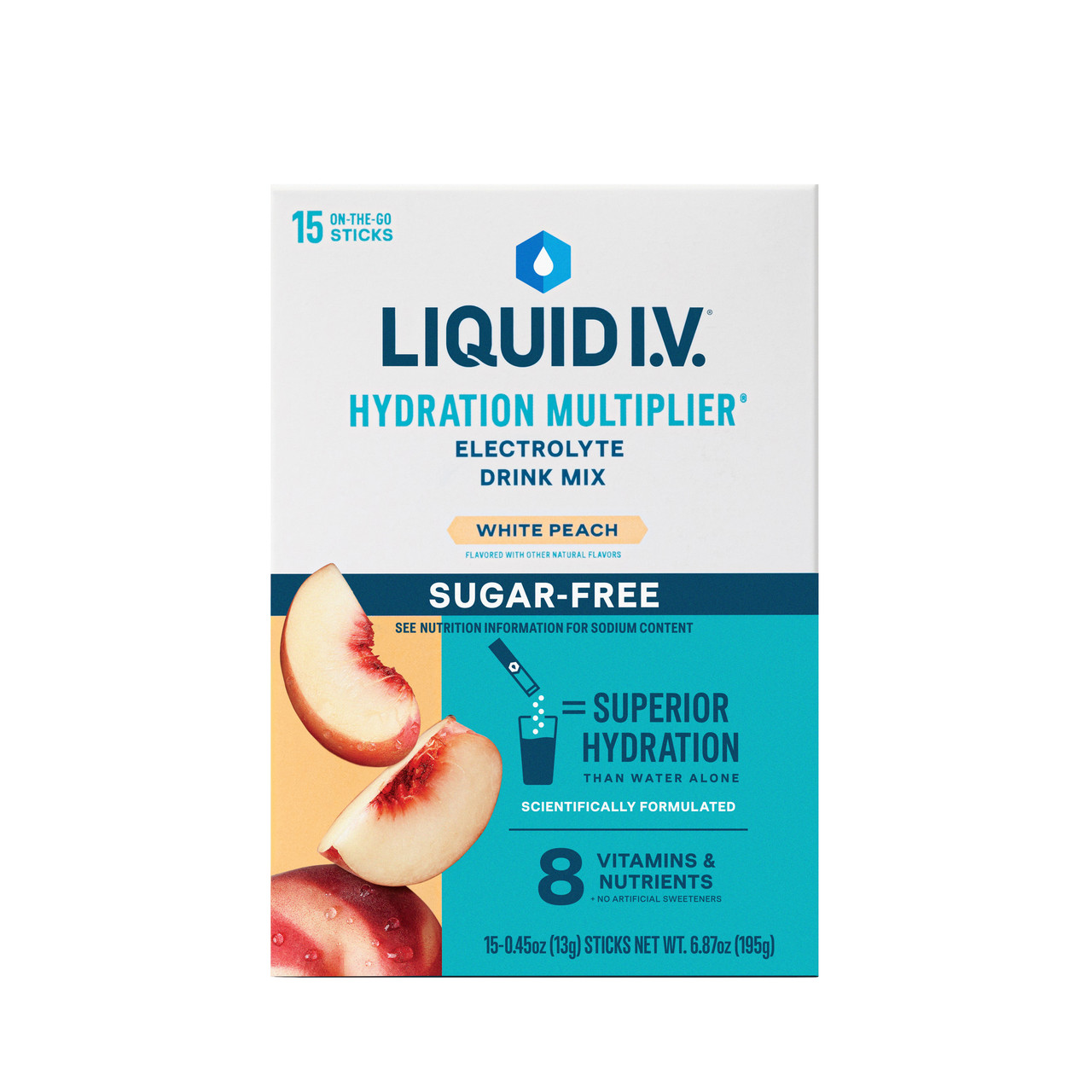 Liquid IV Electrolyte Drink Mix, Sugar Free White Peach, 15 ct ...