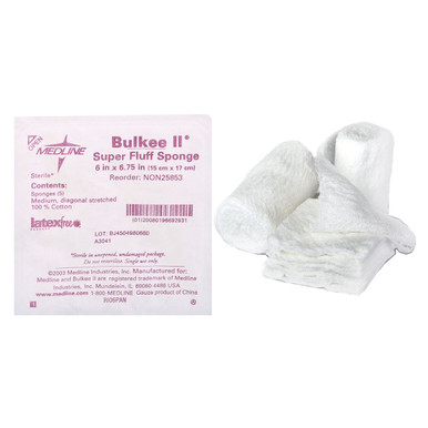 Medline NON25853 - Bulkee II Extra Absorbent Super Fluff Sponge, 6" x 6 ...