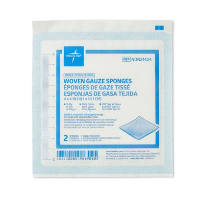 Medline NON21426 - Woven Gauze Sponge Sterile, 4" x 4", 12-Ply ...