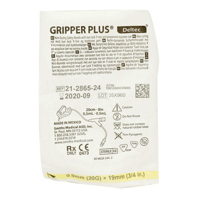 Smiths Medical 21-2865-24 - Gripper Plus Safety Needle with Split ...