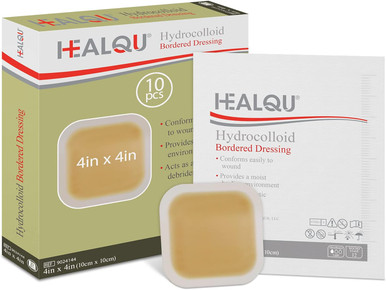 Healqu 9024144 - HEALQU Hydrocolloid Bordered Dressing 4x4 - Medical Mega