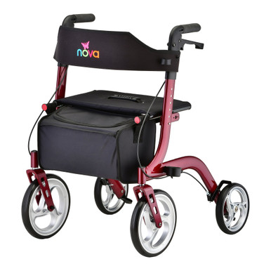 Nova Ortho-Med 4328RD - 4 Wheel Rollator EXPRESS Red Adjustable Height ...