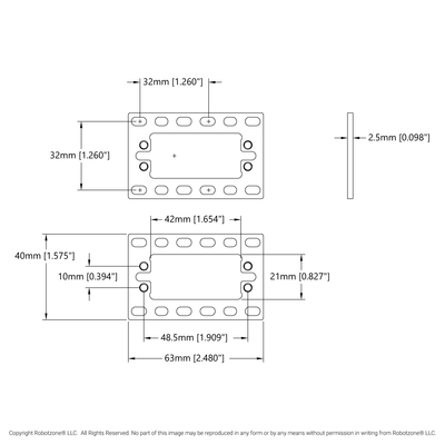 1801 Series Servo Plate (For Standard Size Servos) - goBILDA®