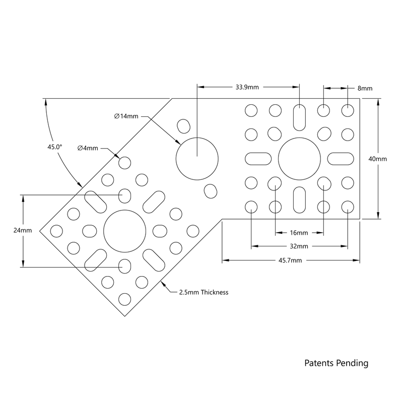 1108 Series Flat Pattern Bracket (2-3) - goBILDA®