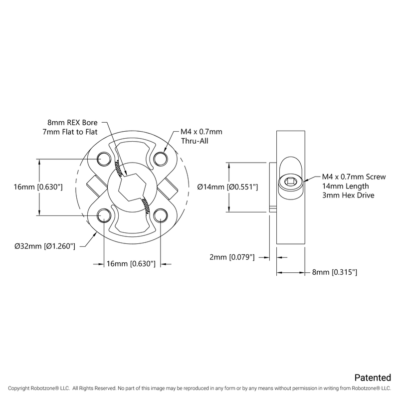 1309 Series Sonic Hub 8mm Rex™ Bore Gobilda®