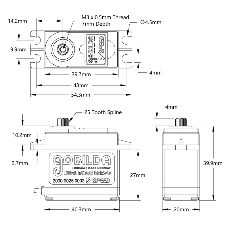 2000 Series Dual Mode Servo 25 3 Speed Gobilda®
