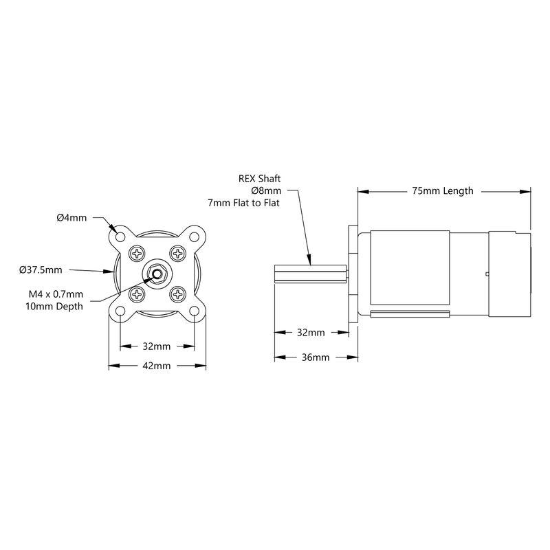 Modern Roboticsmatrix 12vdc Motor With 8mm Rex™ Pinion Shaft Gobilda®