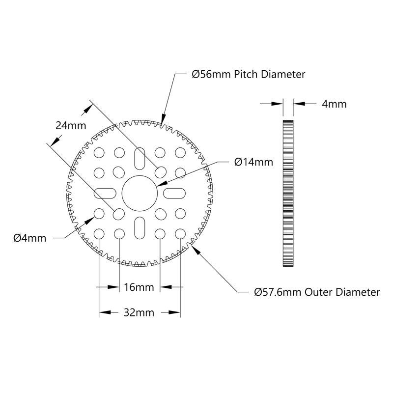 70 Tooth Hub-Mount Gear (MOD 0.8, 4mm Thick Acetal) - goBILDA®