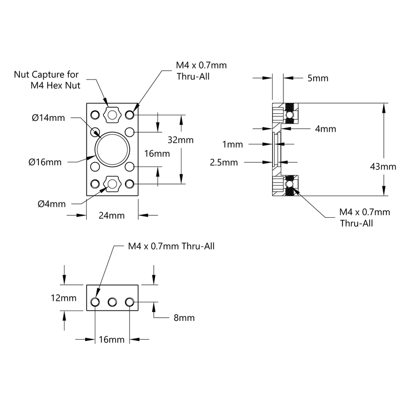 1201 Series Quad Block Pattern Mount (24-1) - goBILDA®