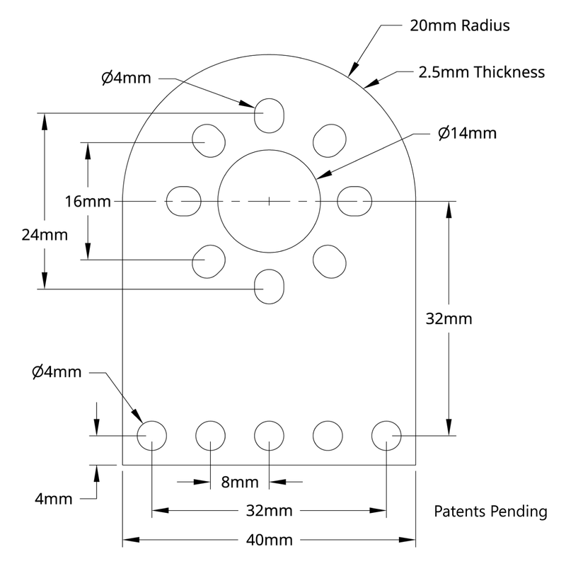 1108 Series Flat Pattern Bracket (1-1) - goBILDA®
