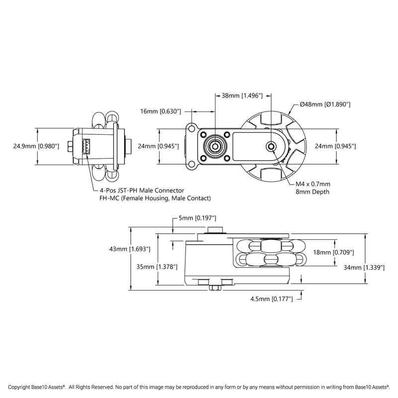 Swingarm Odometry Pod (48mm Wheel) - goBILDA®